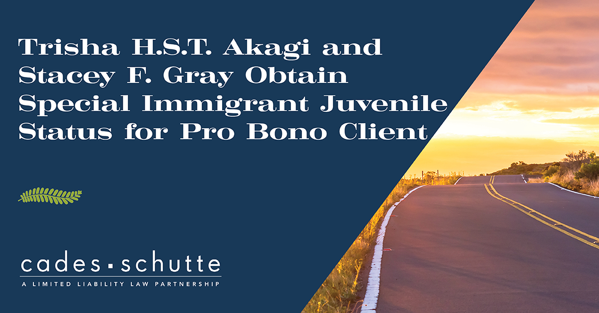 Trisha H.S.T. Akagi and Stacey F. Gray Obtain Special Immigrant ...